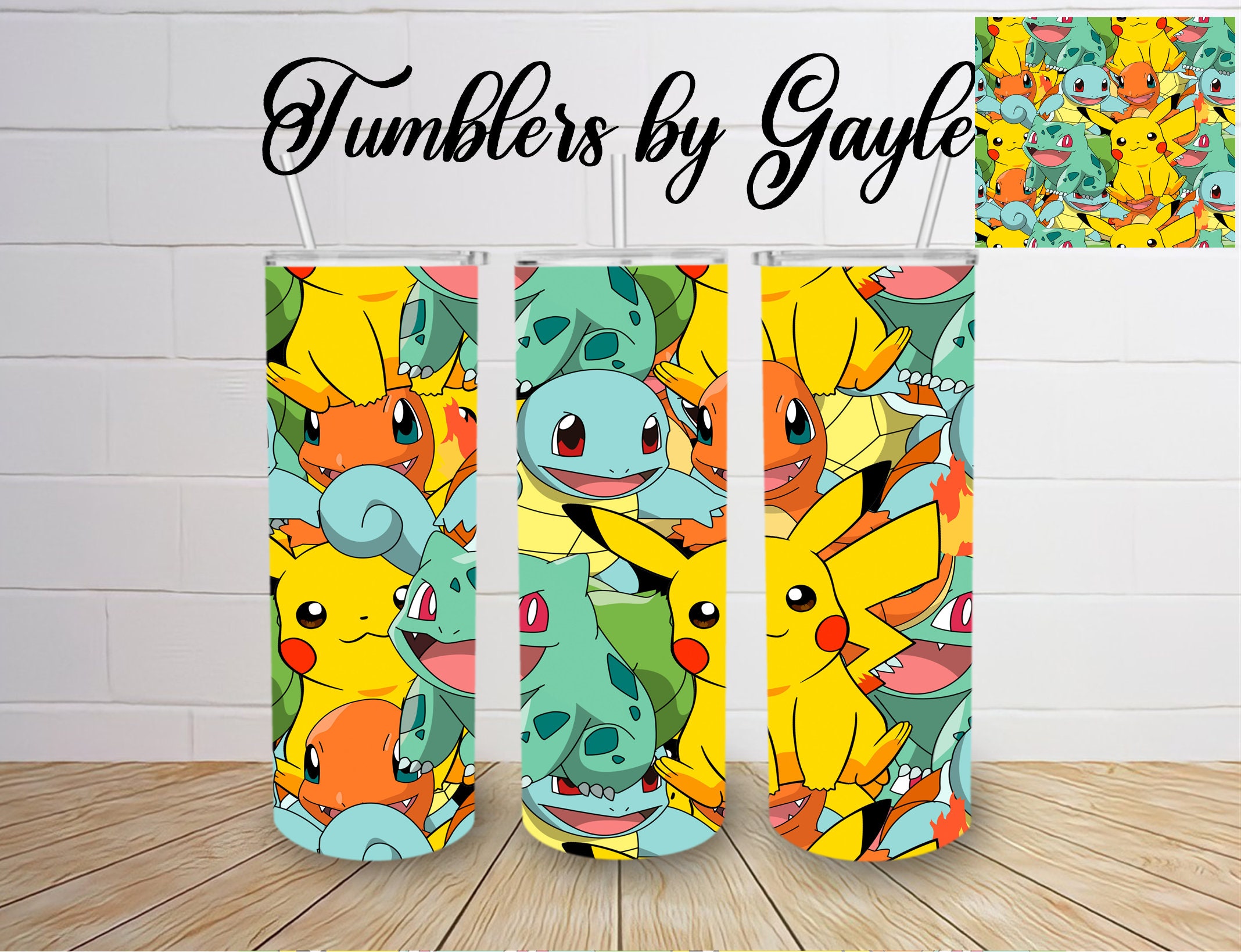 Tumbler Design Pokemon PNG, 20 Oz Skinny Tumbler Design, Sublimation ...