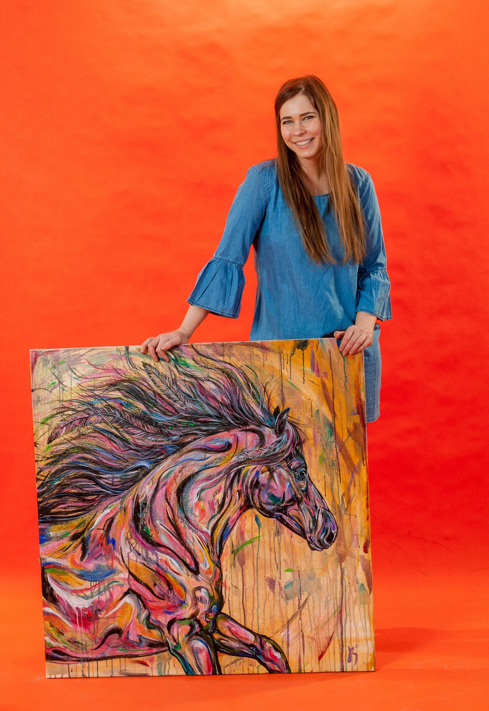40x40 magical Mustang Wild Horse Painting on Canvas - Etsy