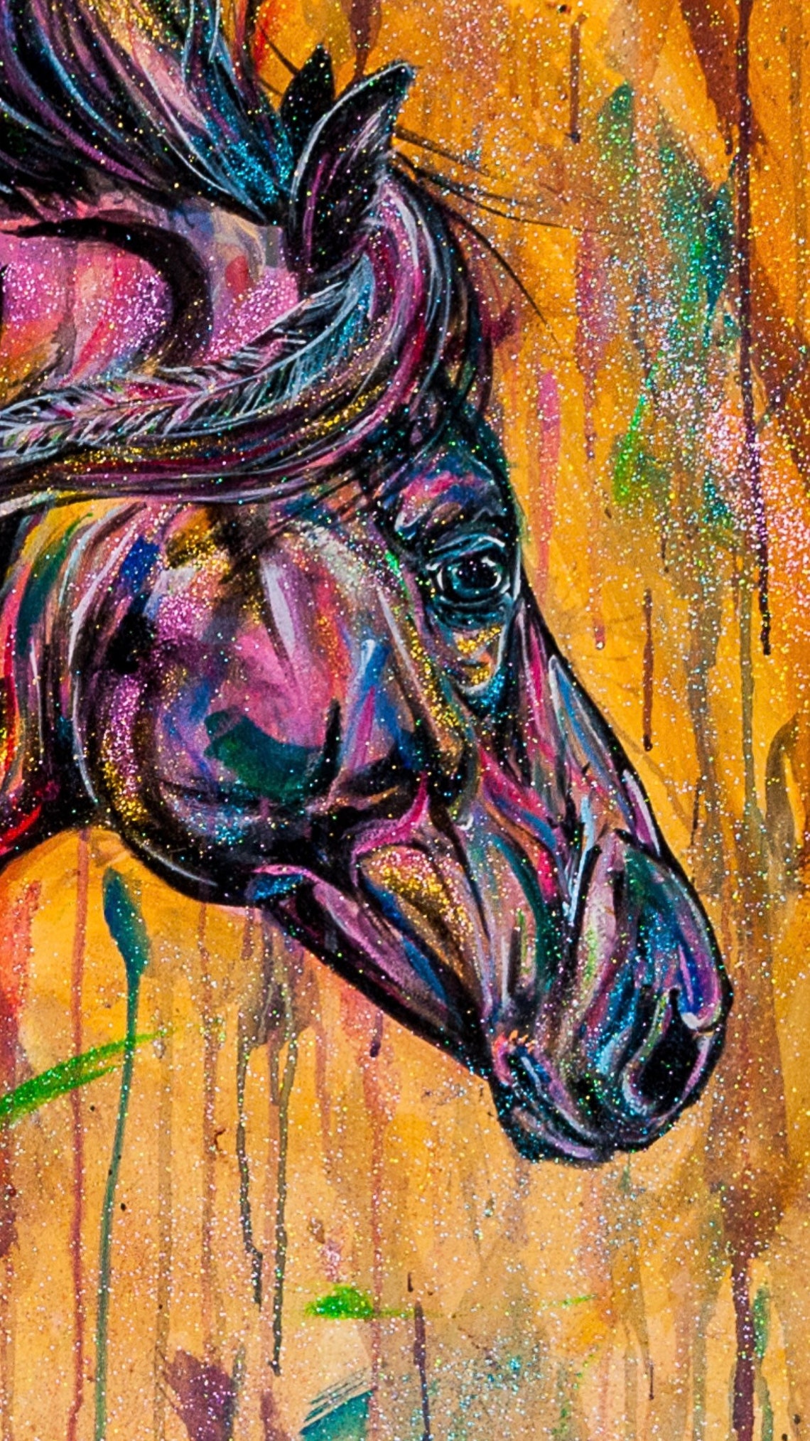 40x40 magical Mustang Wild Horse Painting on Canvas - Etsy