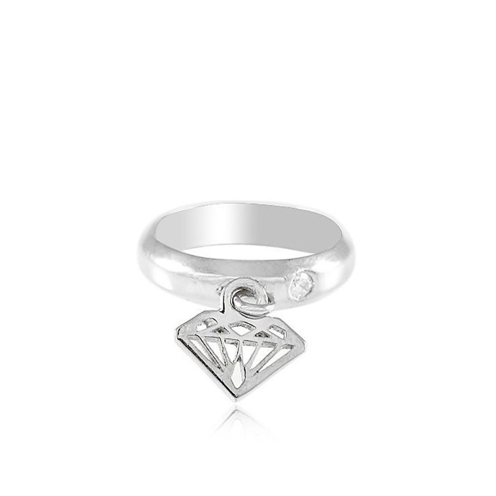 Gold Dangle Ring, Diamond Dangle Ring, Gold Dangle Charm Ring, Diamond ...