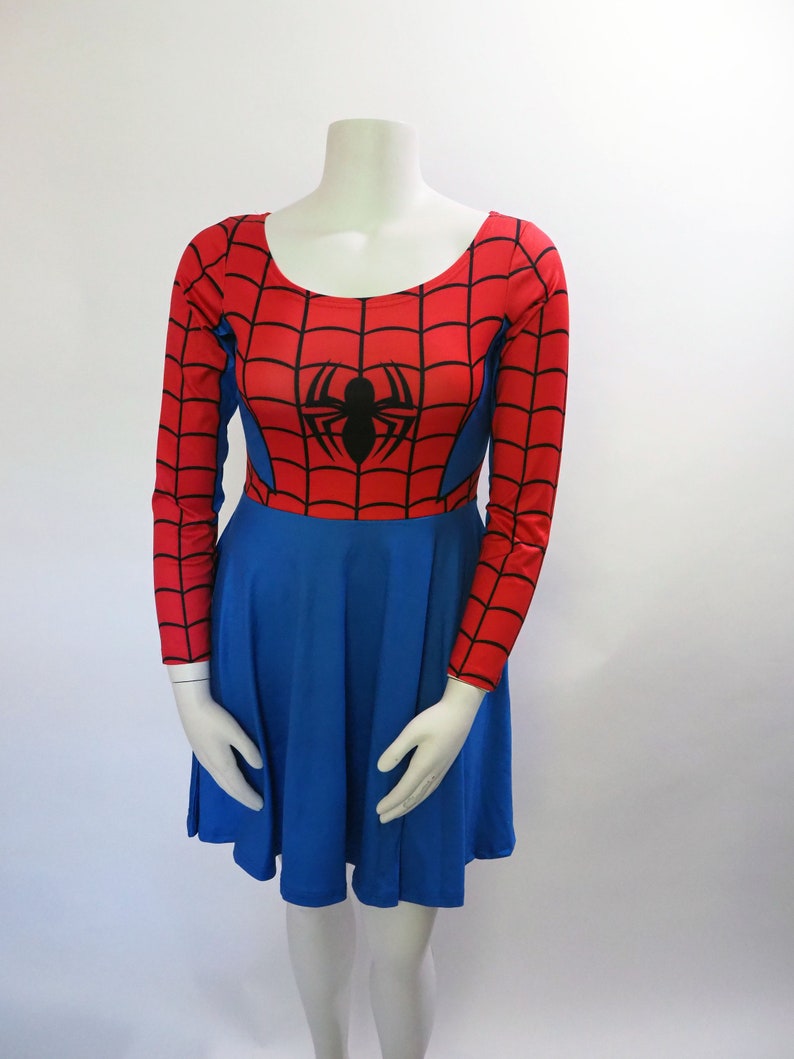 Spider-man Inspired Long Sleeve Skater Dress | Etsy