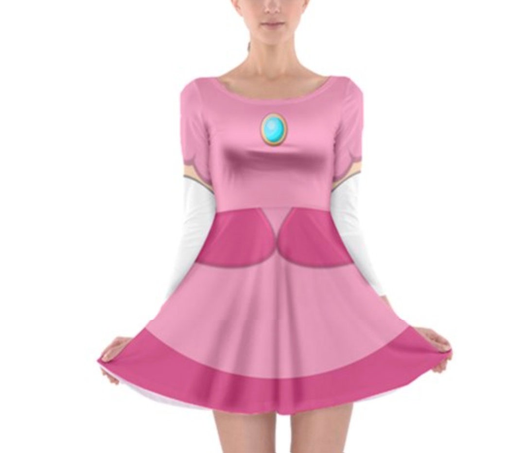 Princess Peach Inspired Long Sleeve Skater Dress - Etsy UK