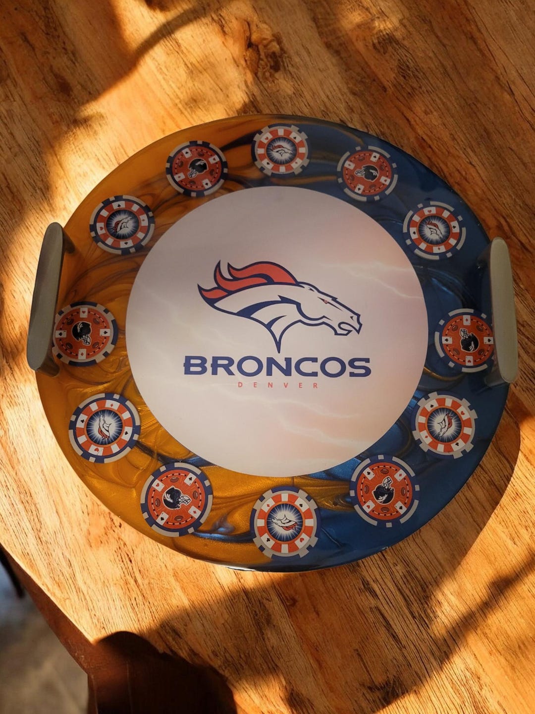 Denver Broncos Resin Serving Plate – Unique Handmade Sports-themed ...