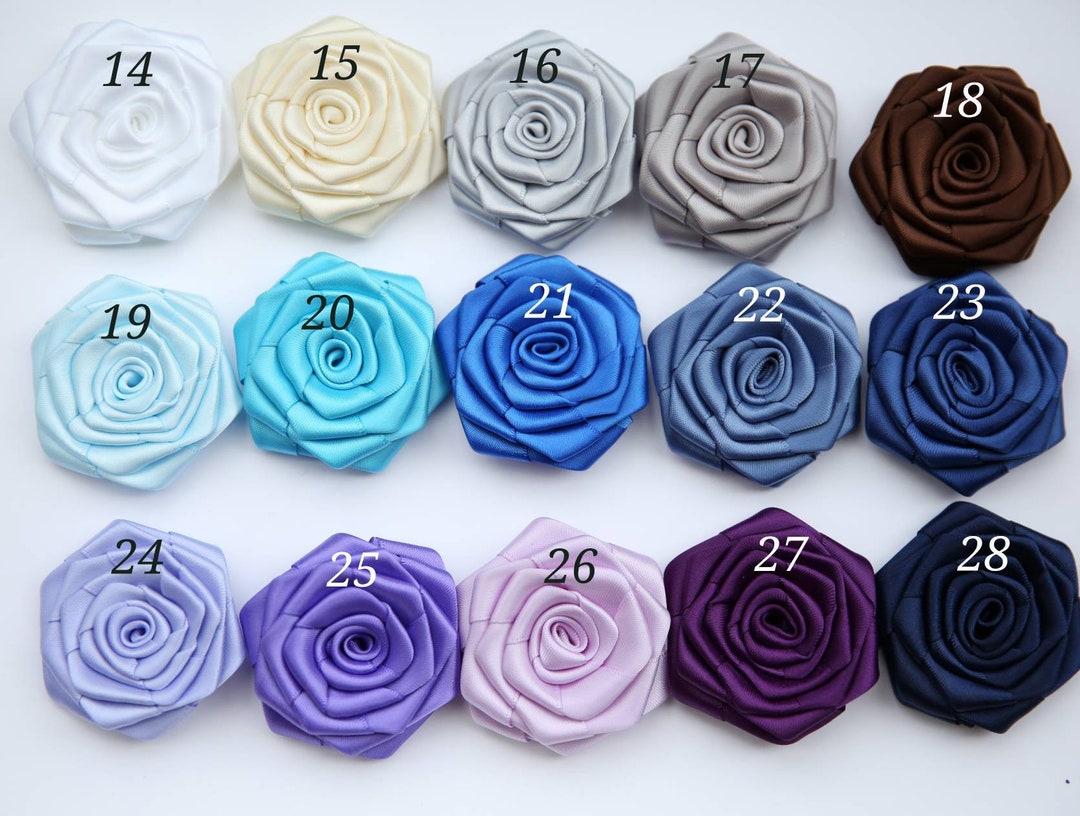 Handmade Double Face Satin Ribbon Roses in Multiple Color (2 Inches ...