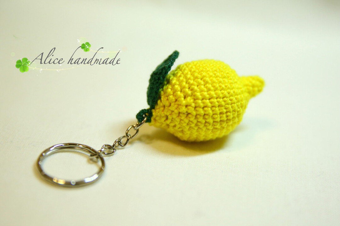 Crochet Lemon With Leave Keychain/keyring/crochet Lemon/lemon Keyring ...