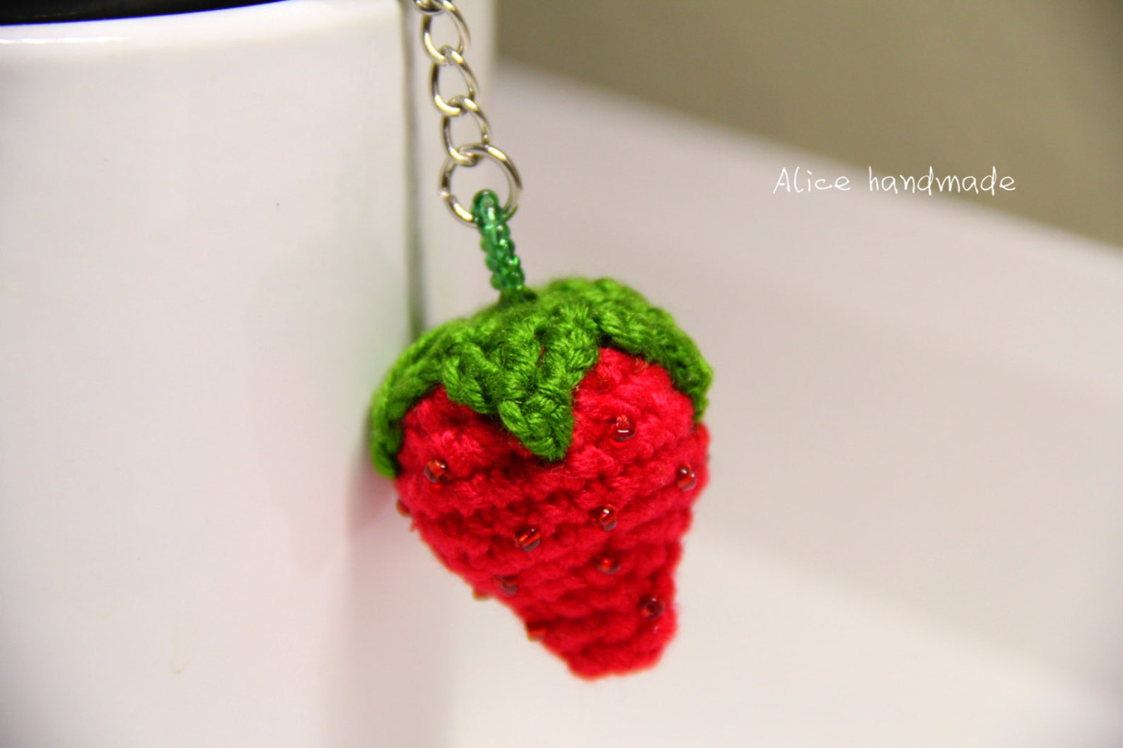 Crochet Strawberry Keychain. Handmade Keychain. Ready to Ship. - Etsy