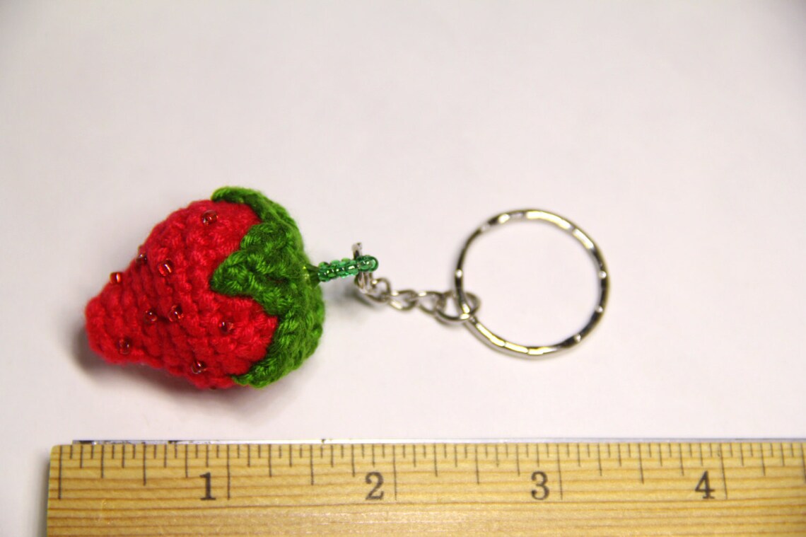 Crochet Strawberry Keychain. Handmade Keychain. Ready to Ship. - Etsy