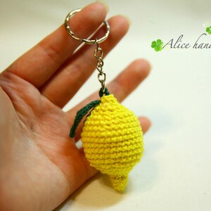 Crochet Lemon With Leave Keychain/keyring/crochet Lemon/lemon Keyring ...