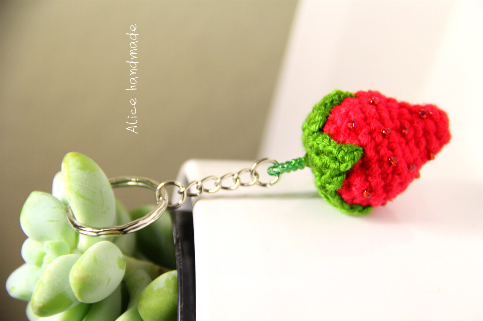 Crochet Strawberry Keychain. Handmade Keychain. Ready to Ship. - Etsy