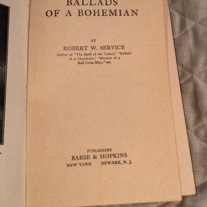 Ballads of a Bohemian by Robert Service - Etsy