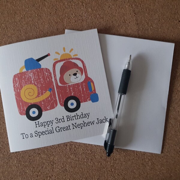 Fire Engine Birthday Card - Etsy