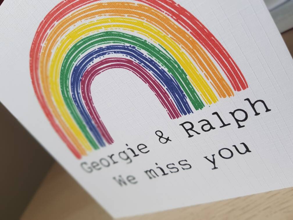 Rainbow Missing You Card - Etsy UK