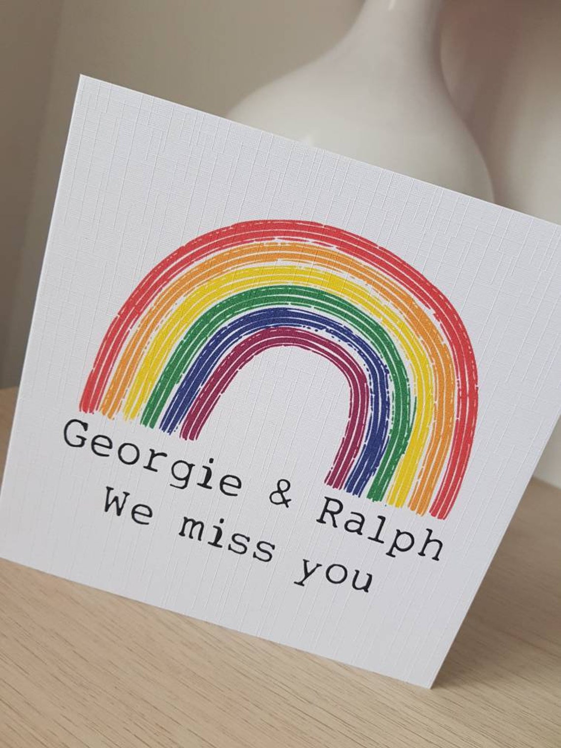 Rainbow Missing You Card - Etsy UK