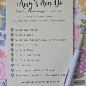 Hen Party Selfie Challenge Cards Pack - Etsy