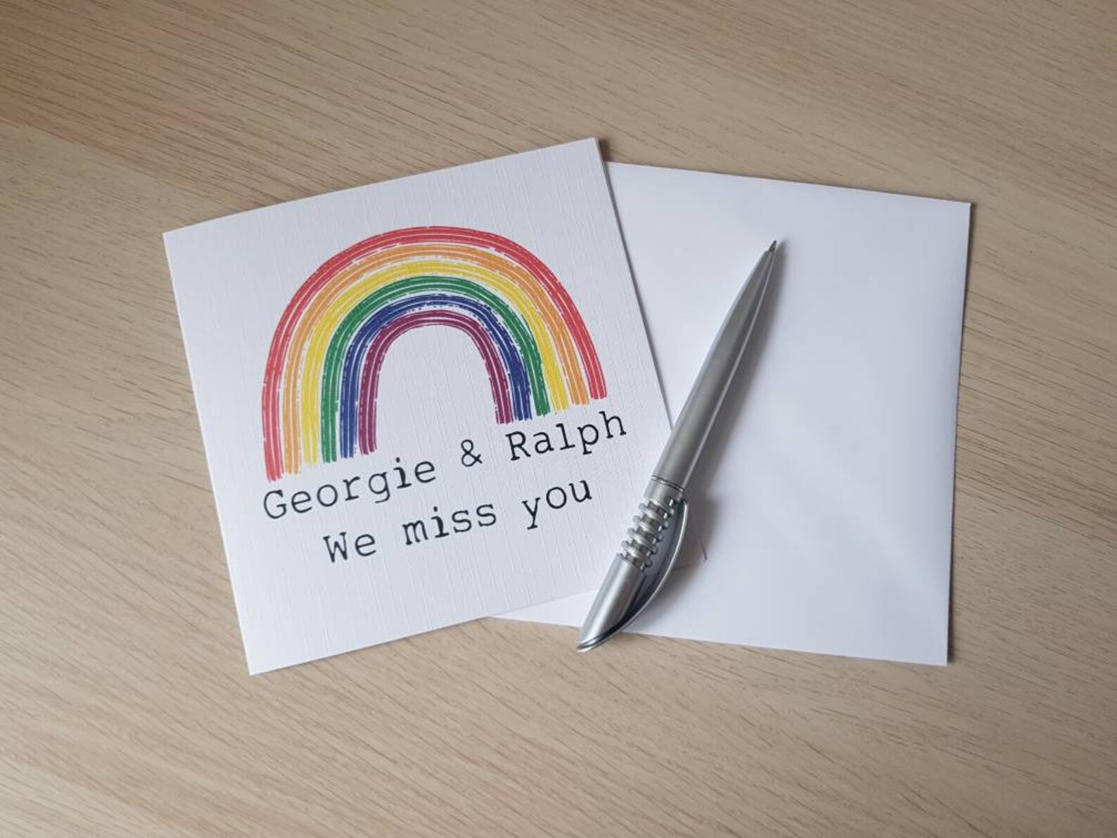 Rainbow Missing You Card - Etsy UK