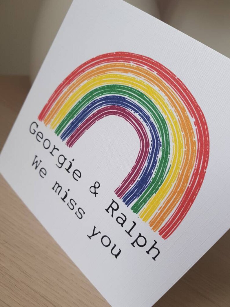 Rainbow Missing You Card - Etsy UK