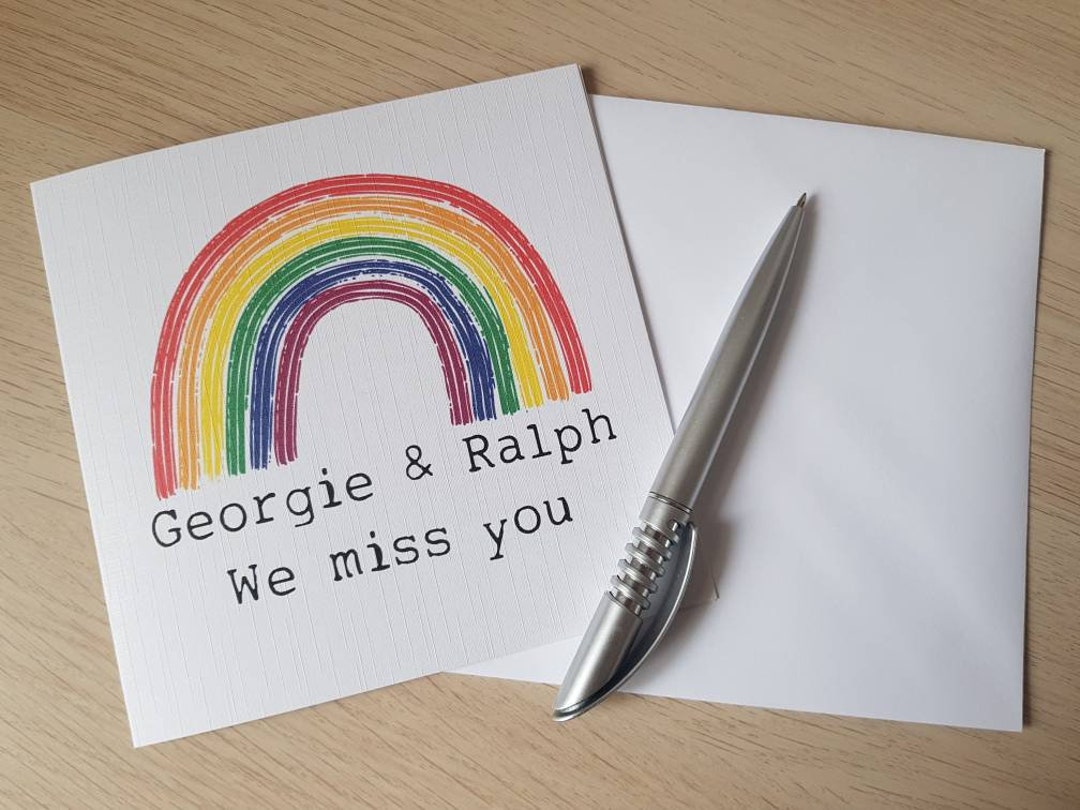 Rainbow Missing You Card - Etsy UK