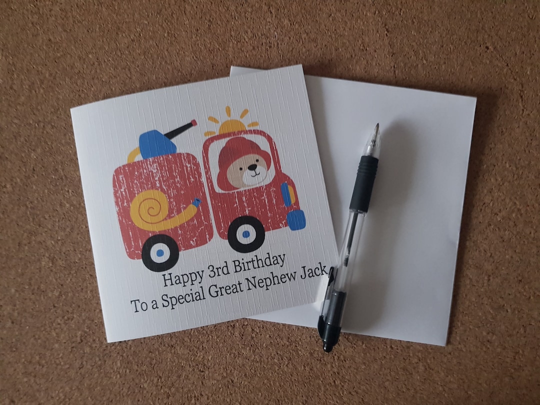 Personalised Fire Engine Birthday Card - Etsy