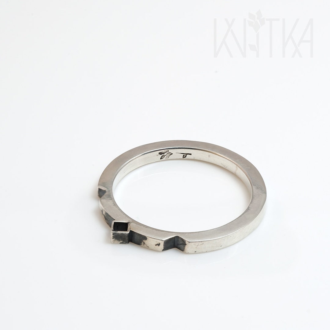 Small Geometric Ring Minimalist Cube Band for Women - Etsy