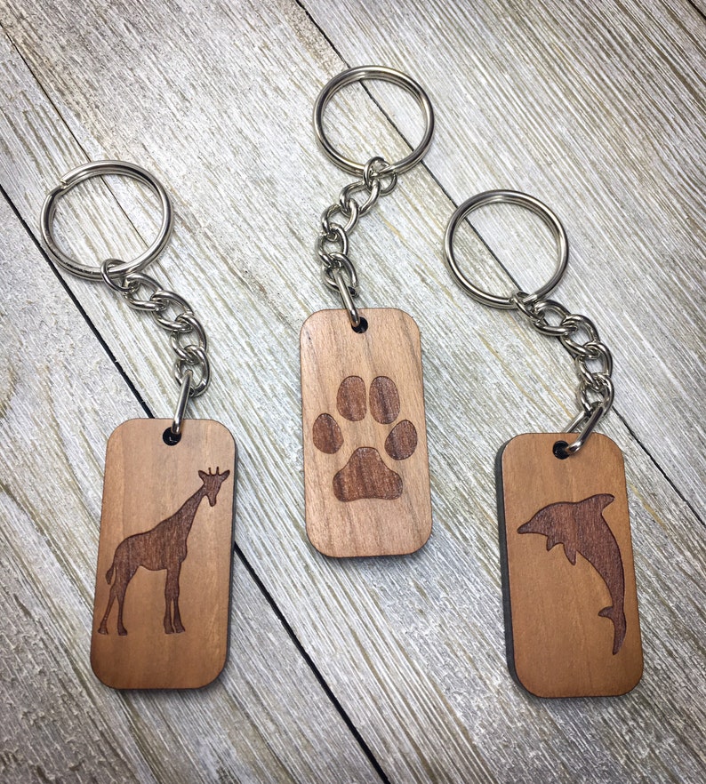 Personalized Favorite Animal Keychain Laser Cut and Engraved Cherry ...
