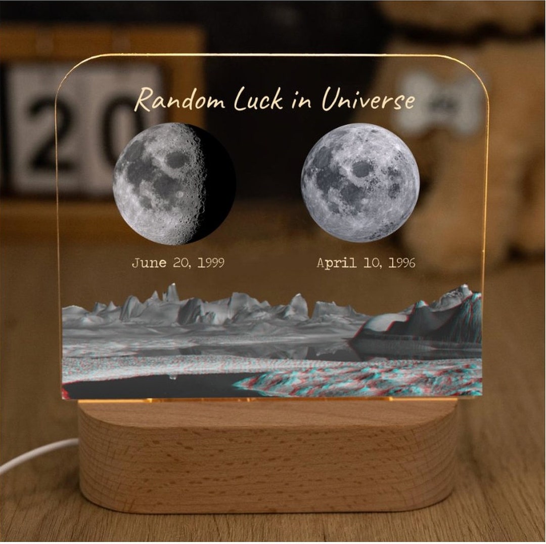 Personalized Moon Phase Crystal Lamp, Custom Moon Phase by Date Night ...