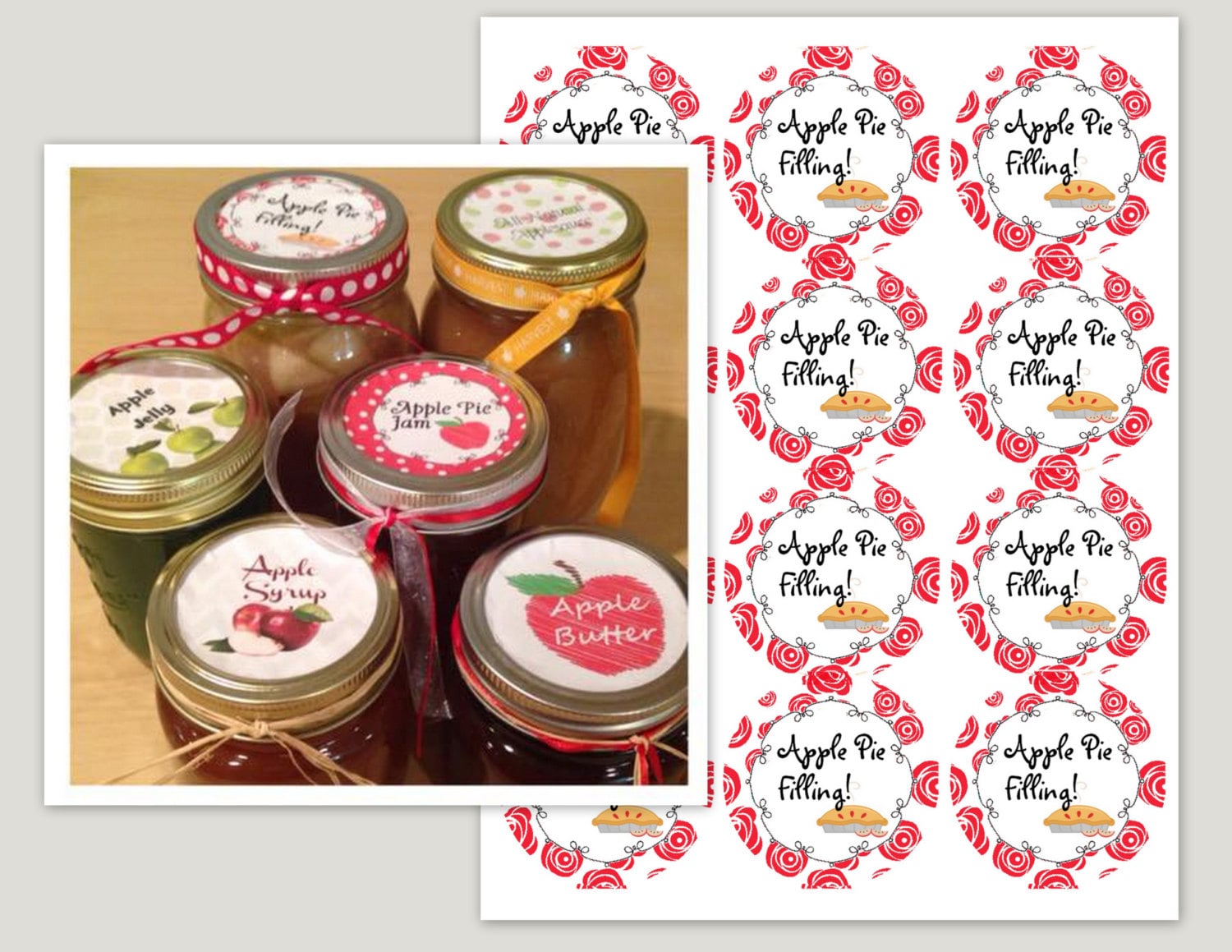 Homemade Apple Pie Filling Labels Mason Jar Jam and jelly | Etsy