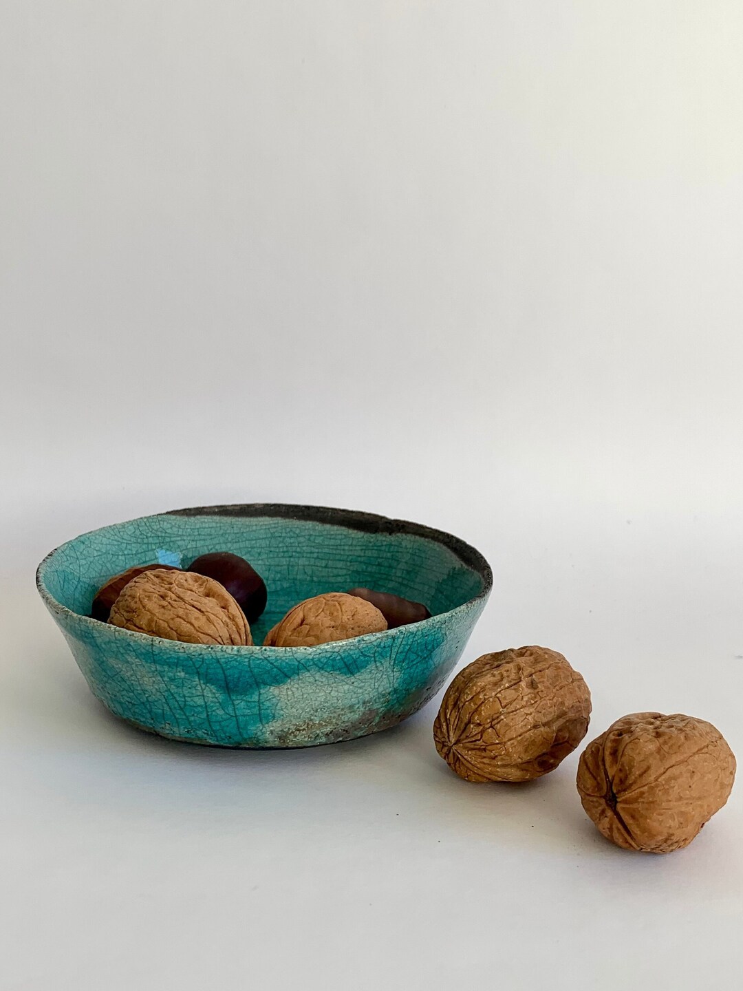 Raku Ceramic Dish Blue and Raku Cup Raku Pottery Bowl - Etsy