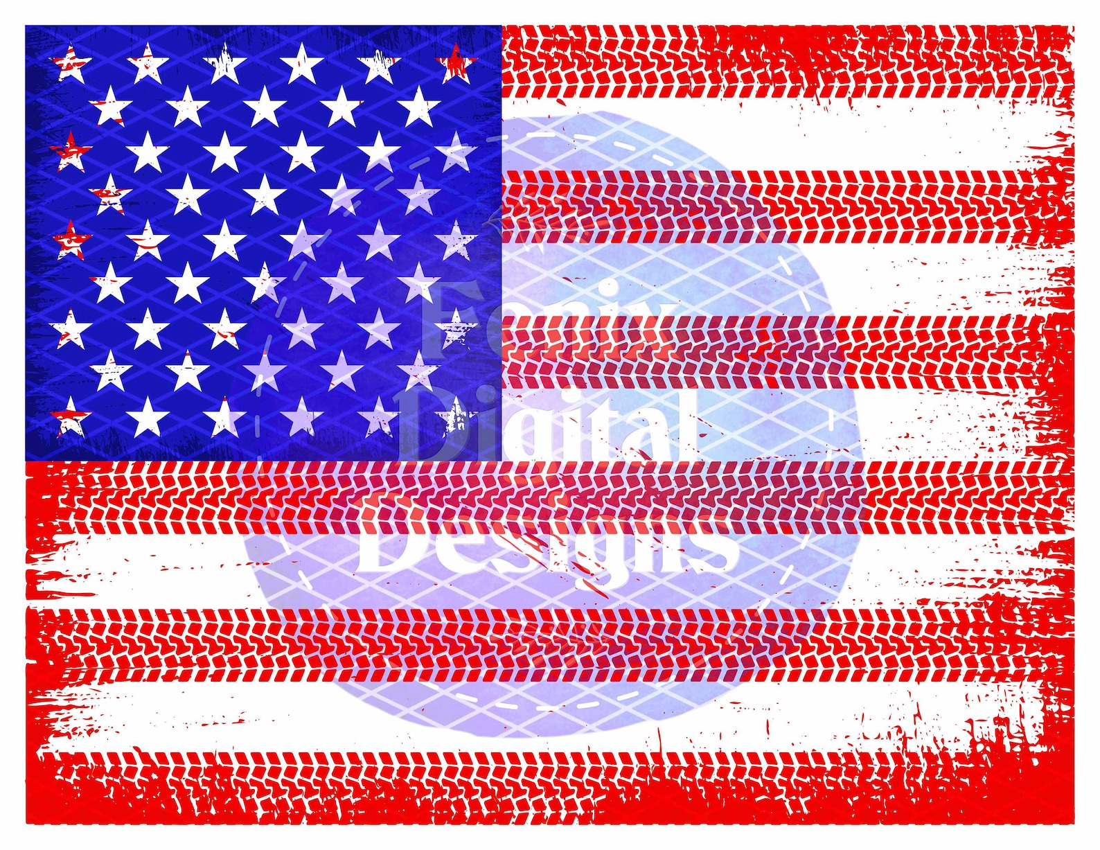 Distressed American Flag - Tire Tracks - PNG and Sublimation - Digital ...