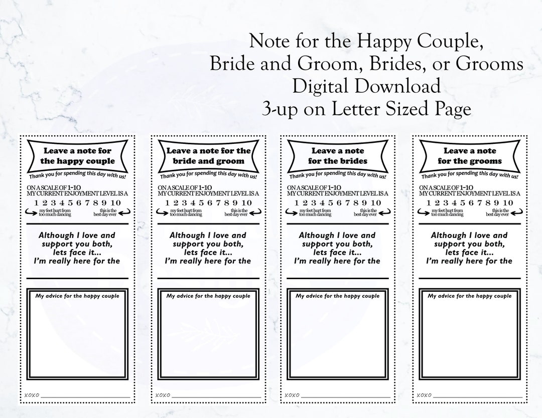 Note for the Happy Couple, Bride and Groom, Brides, Grooms - Digital ...