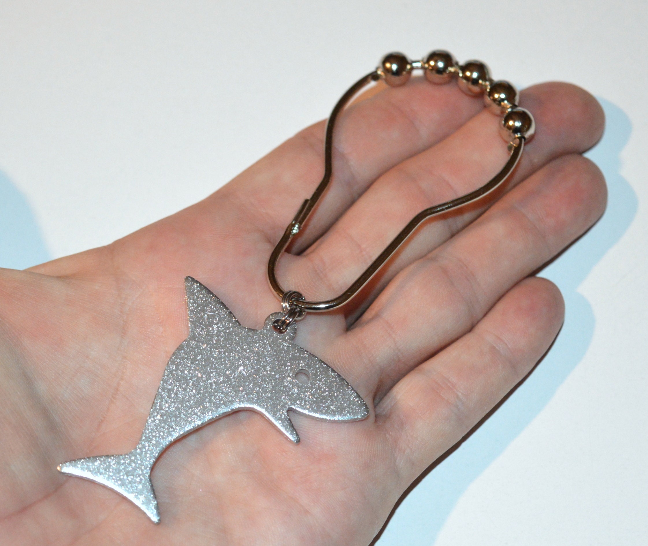 Shark Shower Curtain Hooks Set of 12 Laser Cut Silver - Etsy