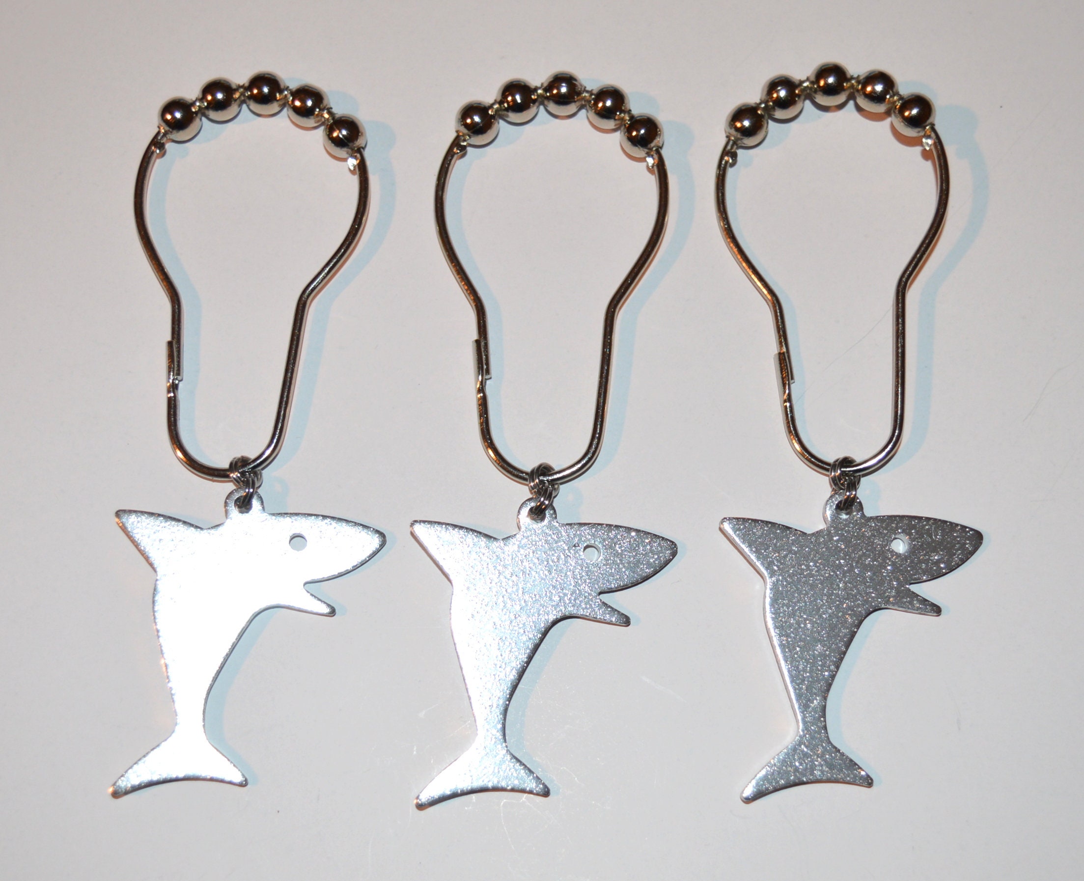 Shark Shower Curtain Hooks Set of 12 Laser Cut Silver - Etsy