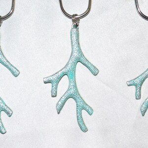 Coral Shower Curtain Hooks, Set of 12 - Silver or Verdigris Patina ...