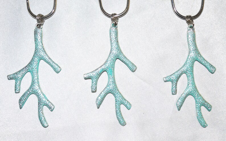 Coral Shower Curtain Hooks, Set of 12 - Silver or Verdigris Patina ...