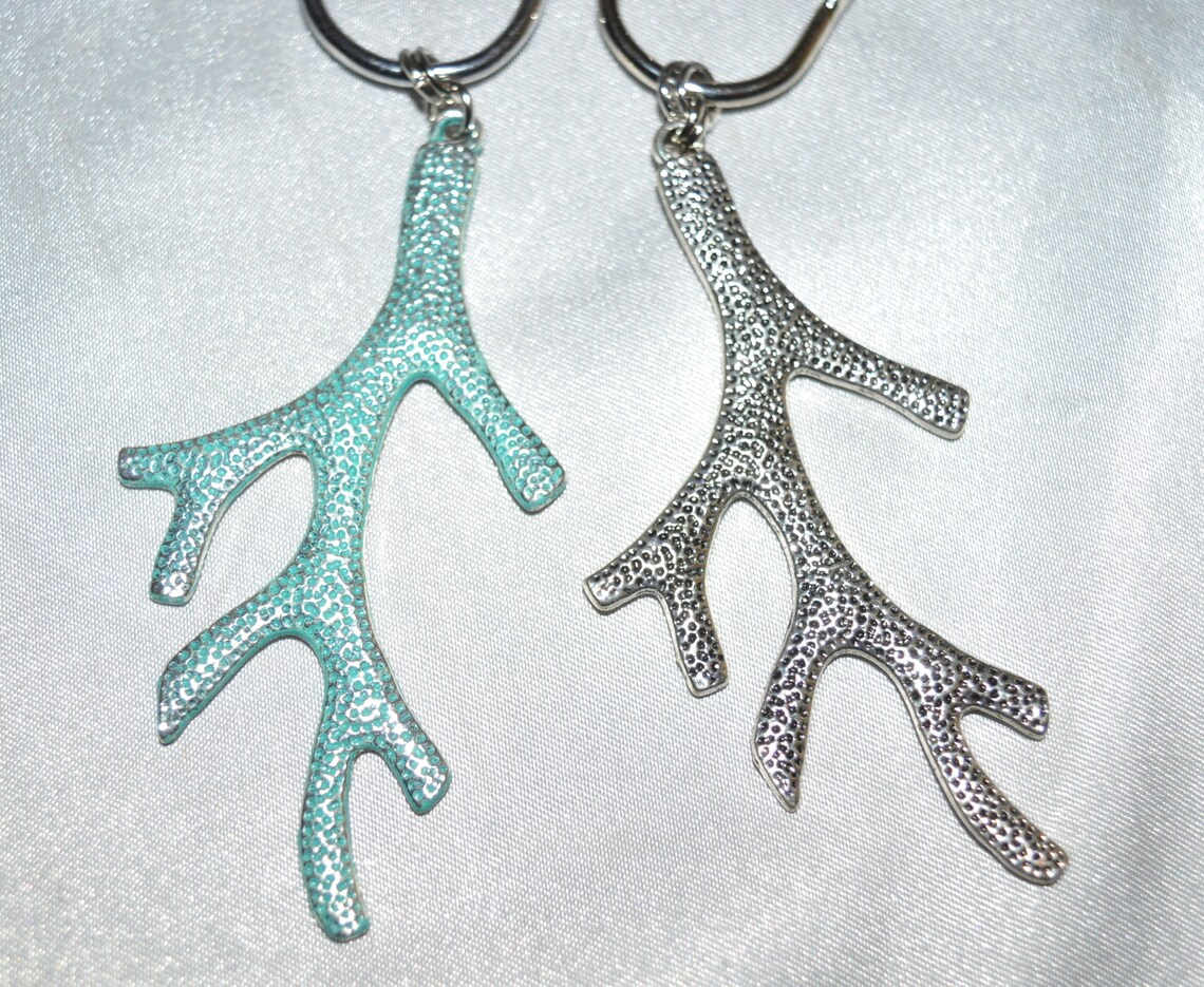 Coral Shower Curtain Hooks, Set of 12 - Silver or Verdigris Patina ...