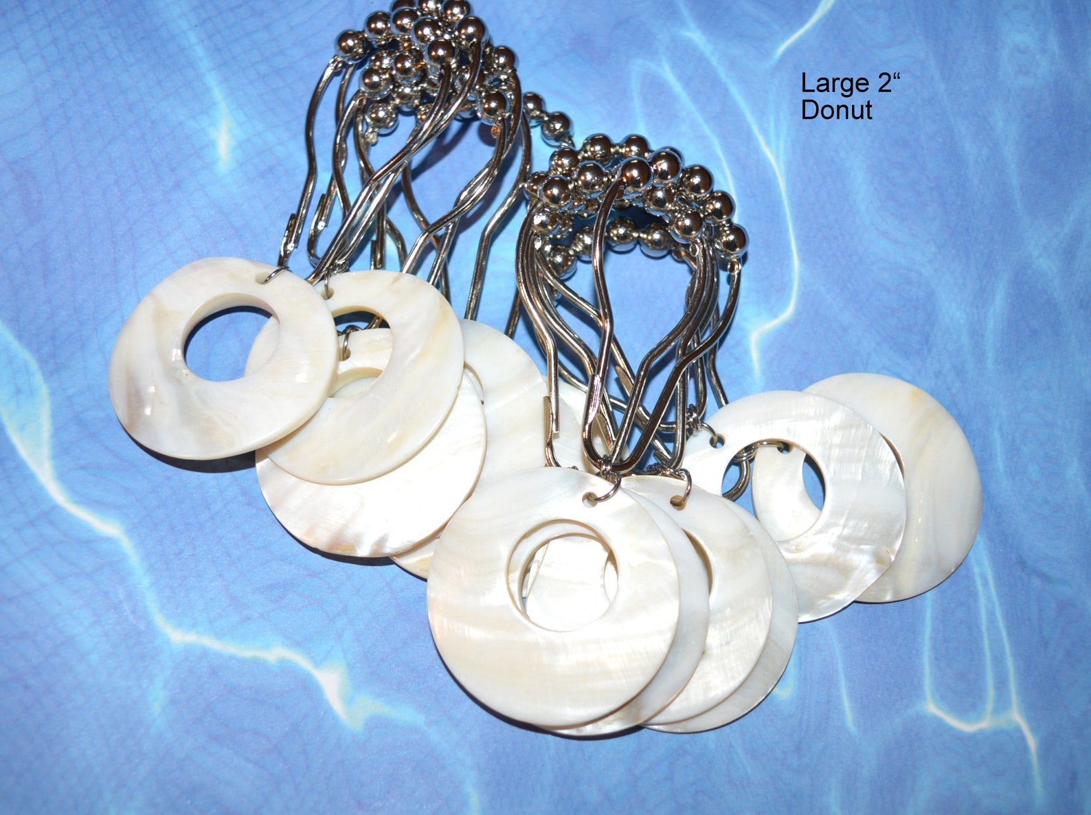 Sea Shell Shower Curtain Hooks, Mother of Pearl Shell Disks, Choice of ...