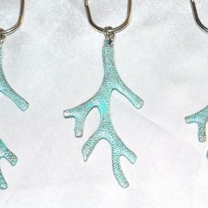 Coral Shower Curtain Hooks, Set of 12 - Silver or Verdigris Patina ...