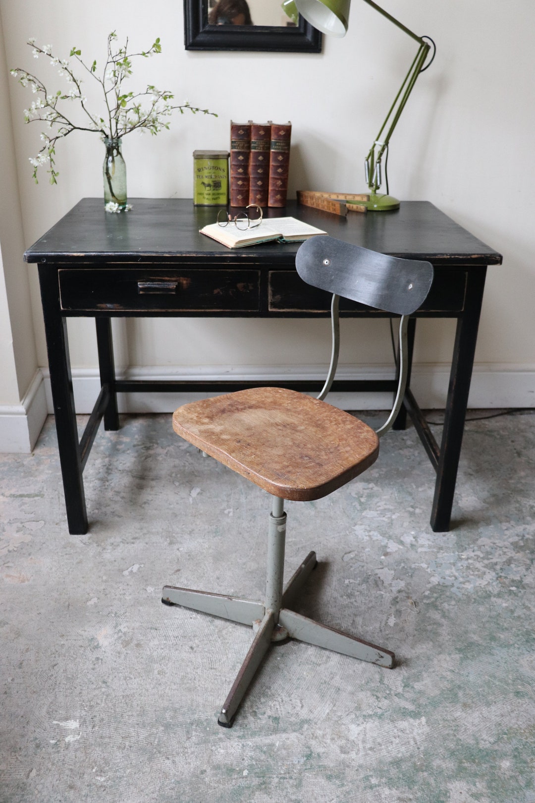 Vintage French Industrial Machinist Chair With Wooden Seat - Etsy