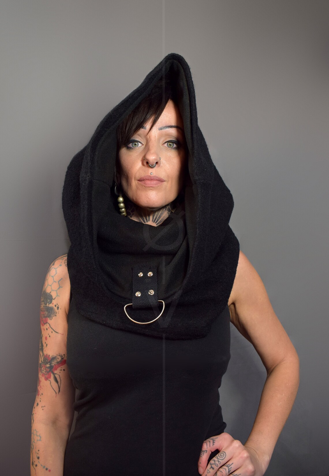 Black Wool Snood//cowl//scarf + Futuristic Dystopian Goth. - Etsy