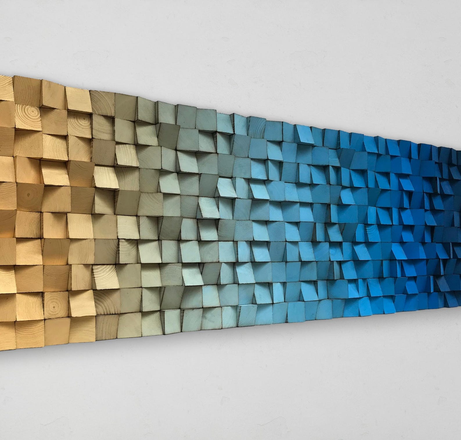 Geometric Wall Art - Wood Sound Diffuser - Blue Gold Wall Decor - Etsy