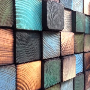 Abstract Painting on Wood - Reclaimed Wood Art Sculpture - Rustic Wall ...