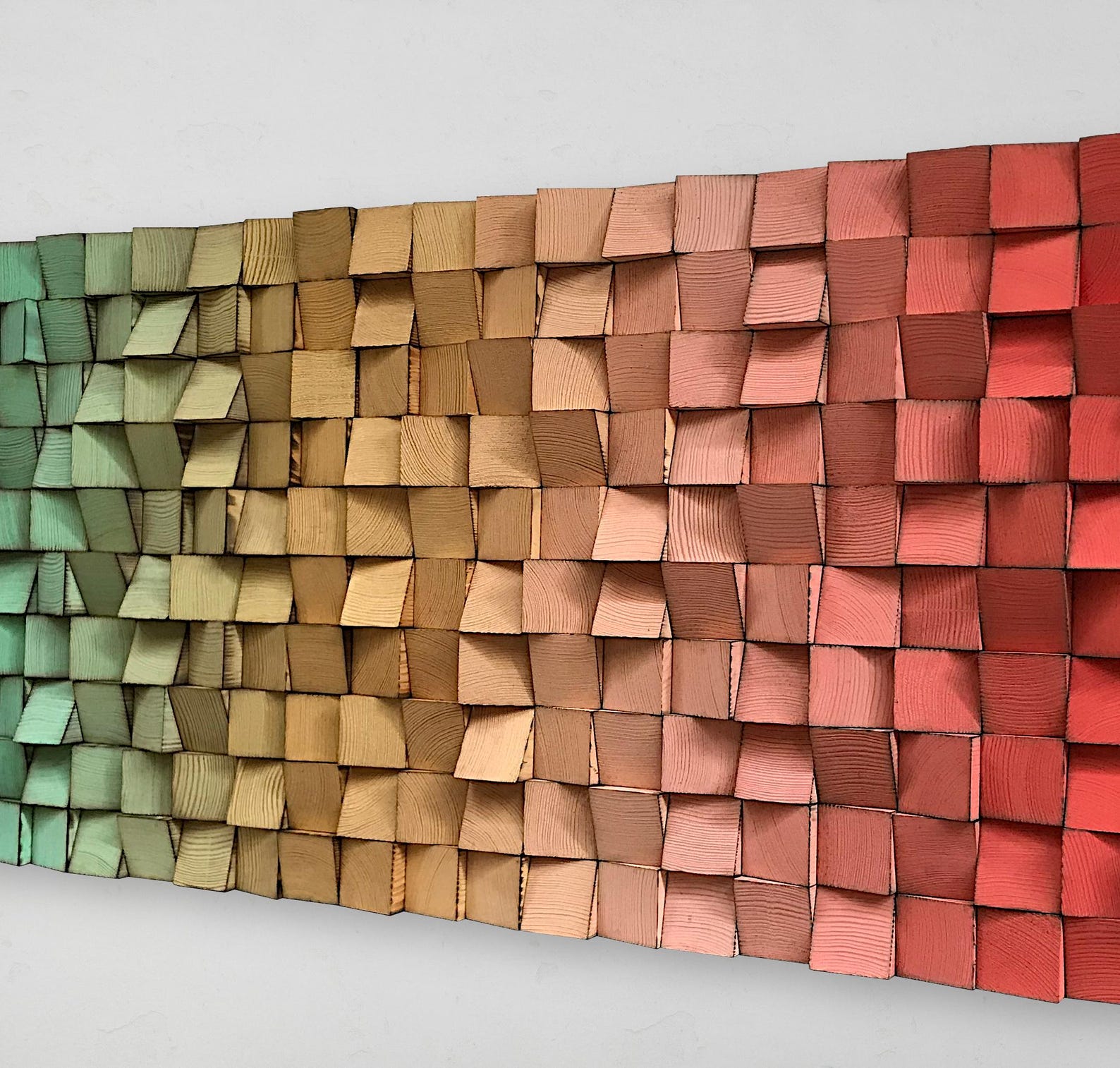 Wood Wall Art - Handmade Sound Diffuser - Greem Gold Red Wall Decor - Etsy