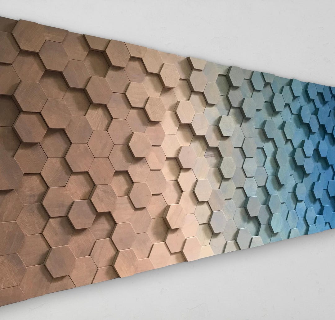 Hexagon Wall Art - Wood Wall Art - Ombre Wall Decor - Etsy
