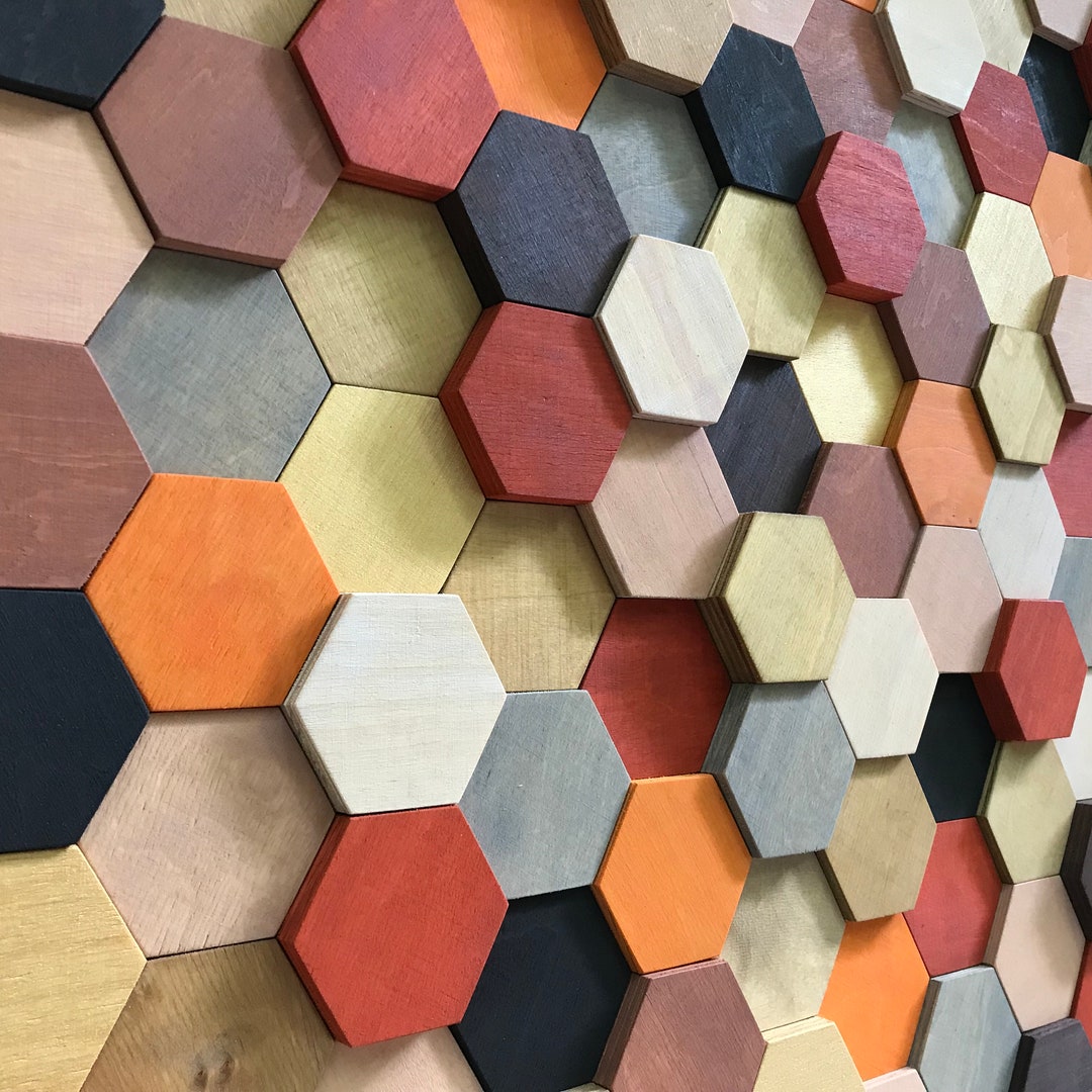Wood Wall Art - Hexagon Wall Decor - Wood Wall Decor - READY TO SHIP - Etsy