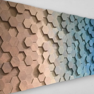 Hexagon Wall Art - Wood Wall Art - Ombre Wall Decor - Etsy