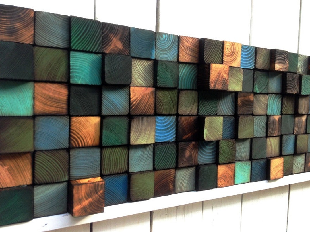 Abstract Painting on Wood - Reclaimed Wood Art Sculpture - Rustic Wall ...