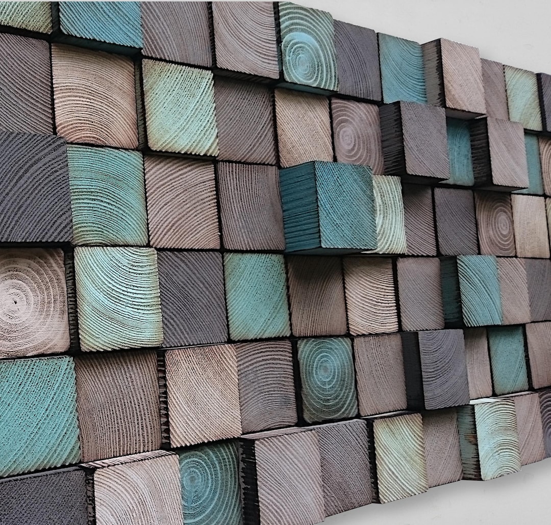 Abstract Painting on Wood - Reclaimed Wood Art Sculpture - Rustic Wall ...