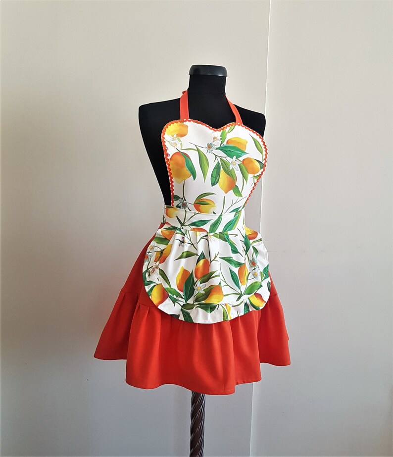 Lemon Apron for Women, Cute Sweetheart Waterproof Kitchen Apron, Womens ...