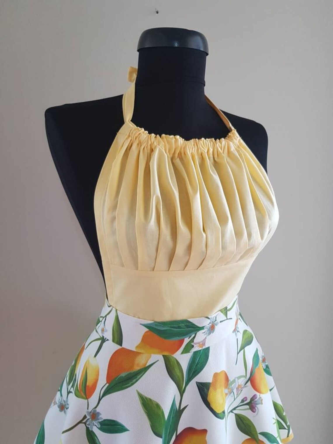 Cute Lemon Kitchen Apron for Women Yellow Retro Cooking | Etsy