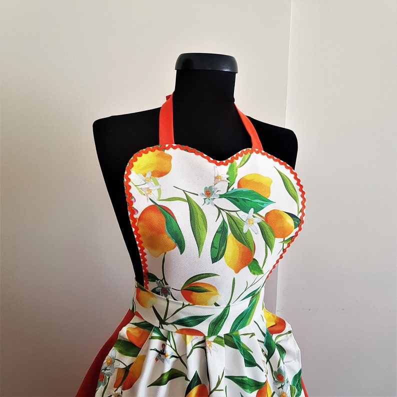 Lemon Apron for Women, Cute Sweetheart Waterproof Kitchen Apron, Womens ...