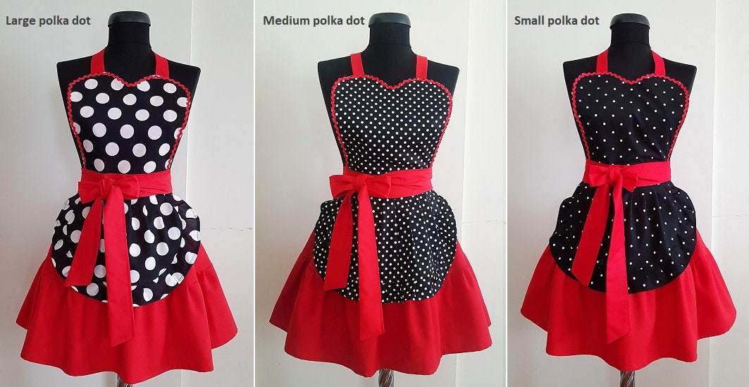 Cute Polka Dot Apron for Women Full Cooking Ruffled | Etsy